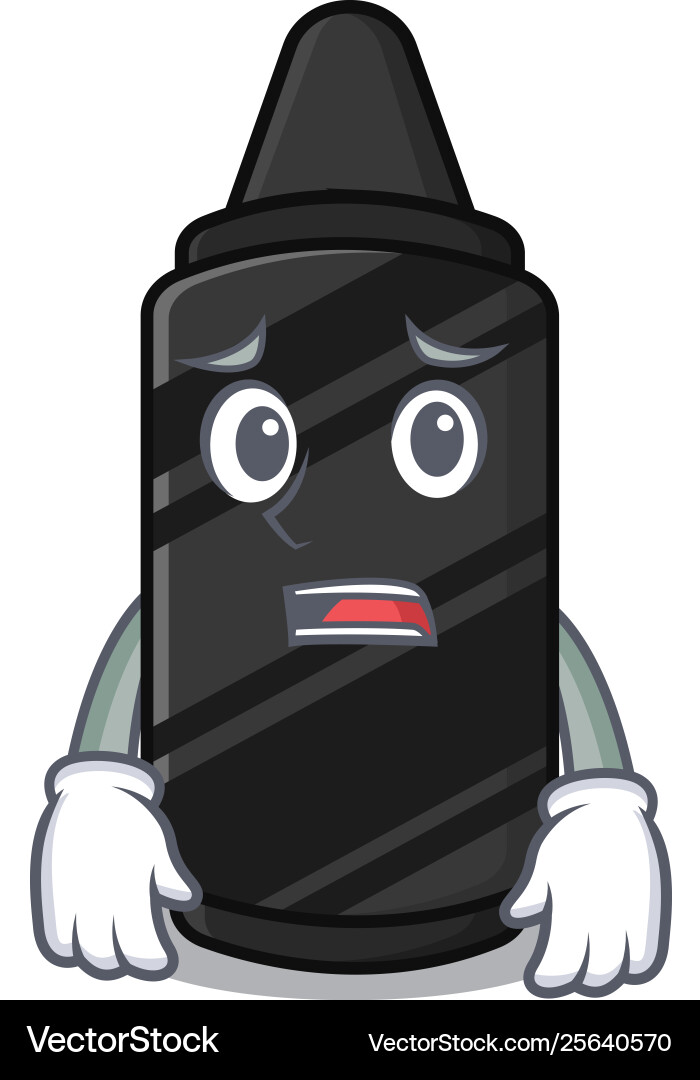 Afraid black crayon above mascot wood table Vector Image