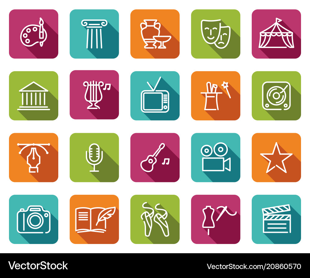 Arts and entertainment icon set Royalty Free Vector Image