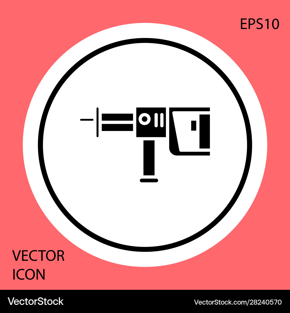 Black electric rotary hammer drill machine icon Vector Image