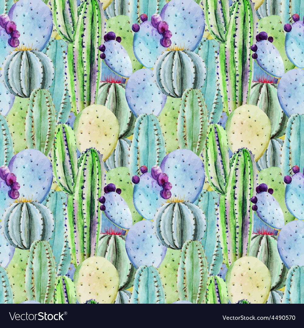 Cactus seamless patterns Royalty Free Vector Image