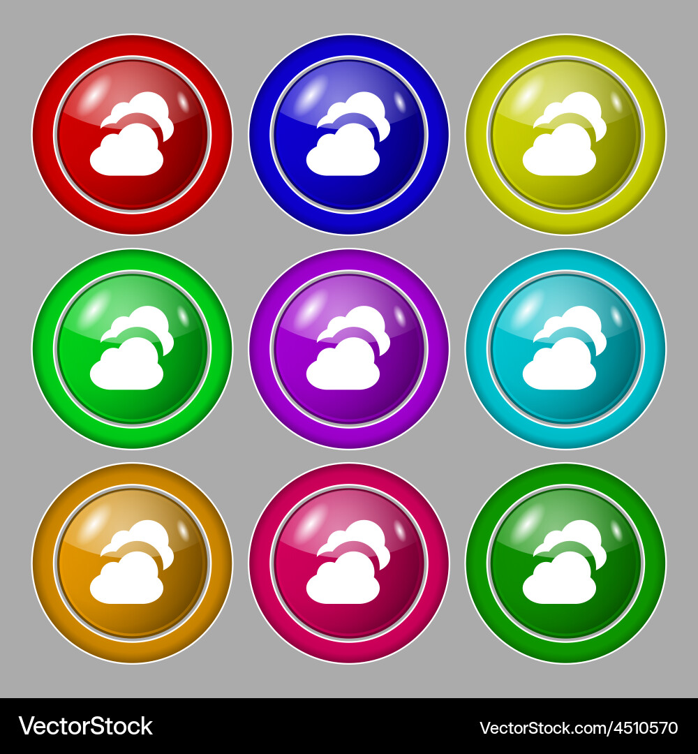 Cloud icon sign symbol on nine round colourful Vector Image