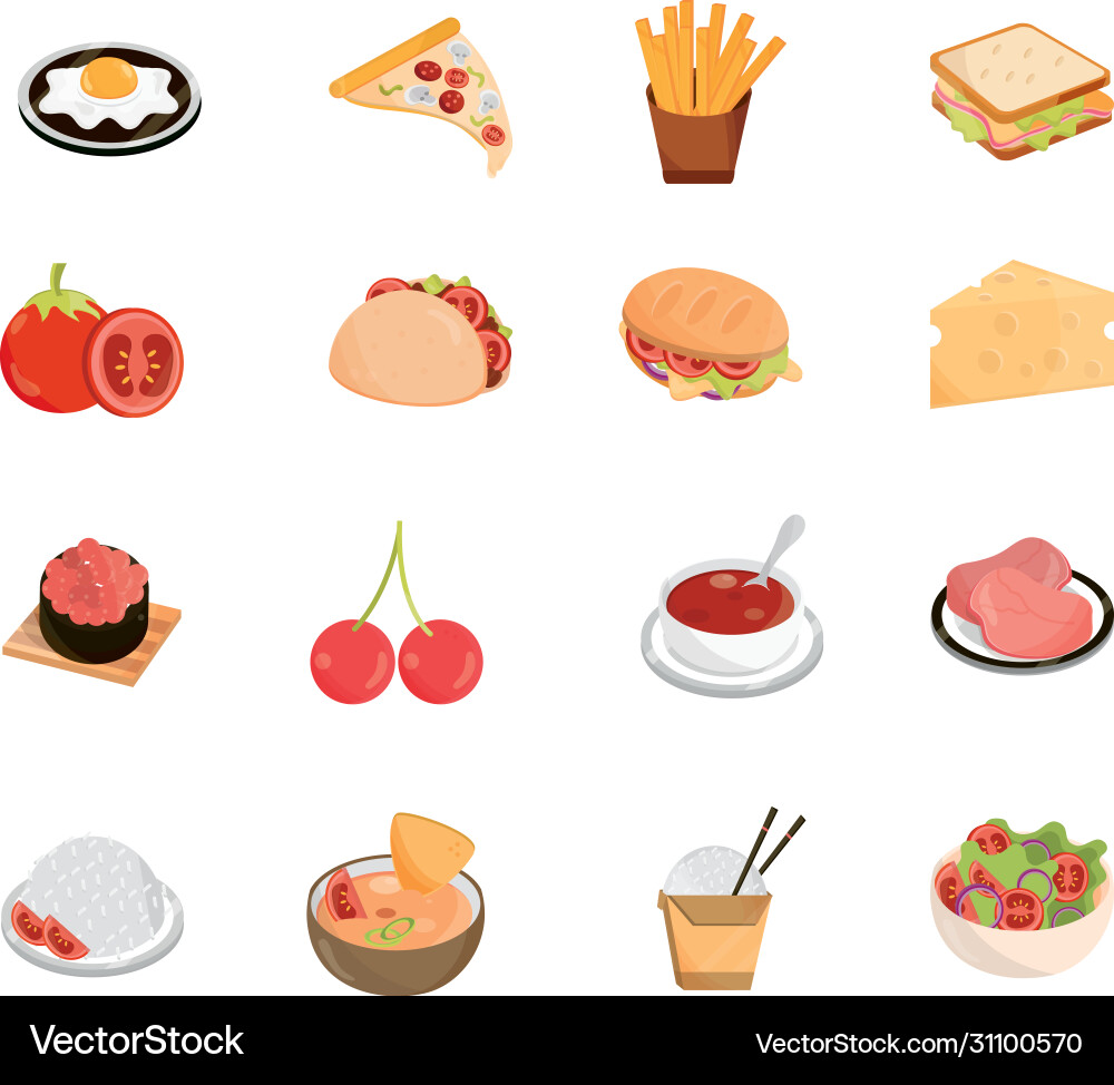 Food menu restaurant snack ingredient flat style Vector Image