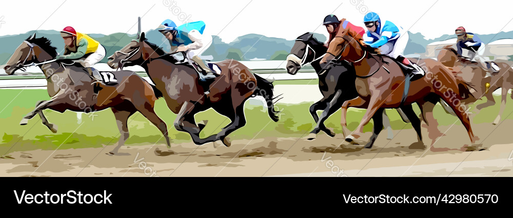 Horse race color - artwork Royalty Free Vector Image