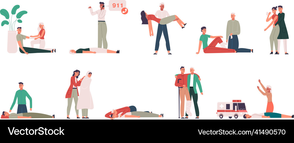 Medical first aid emergency procedures life save Vector Image