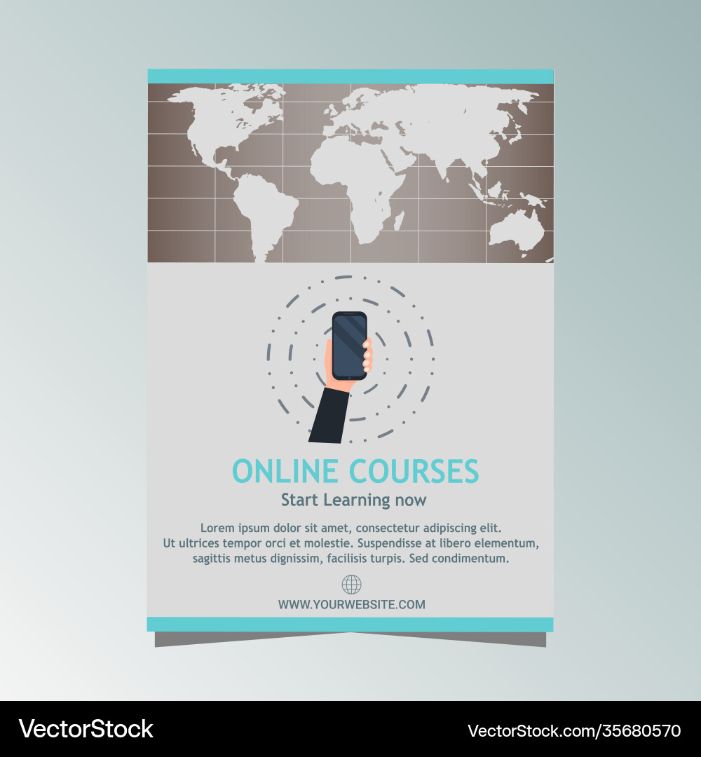 Online course flyer promotional design template Vector Image