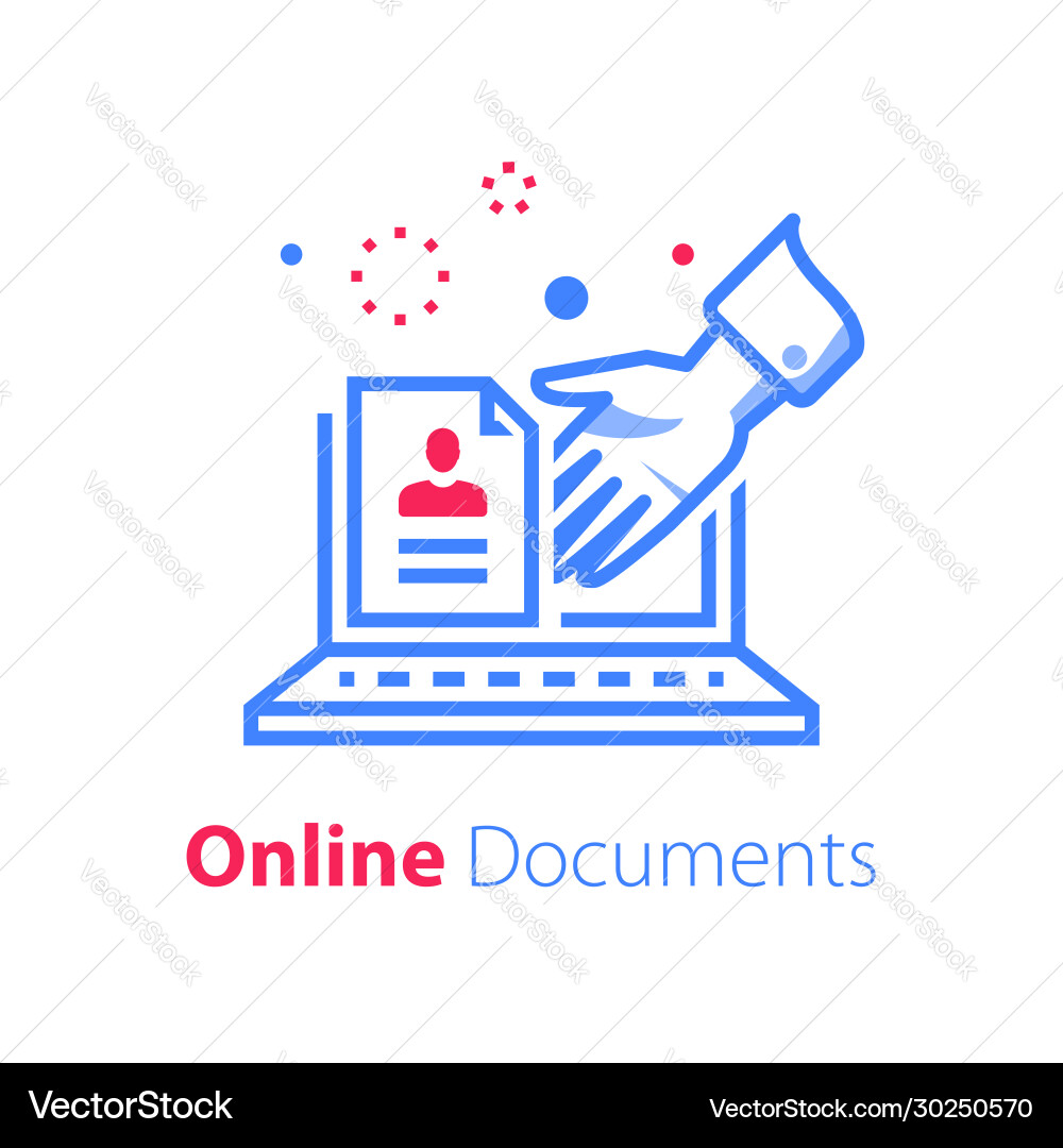 Online document on monitor file exchange Vector Image