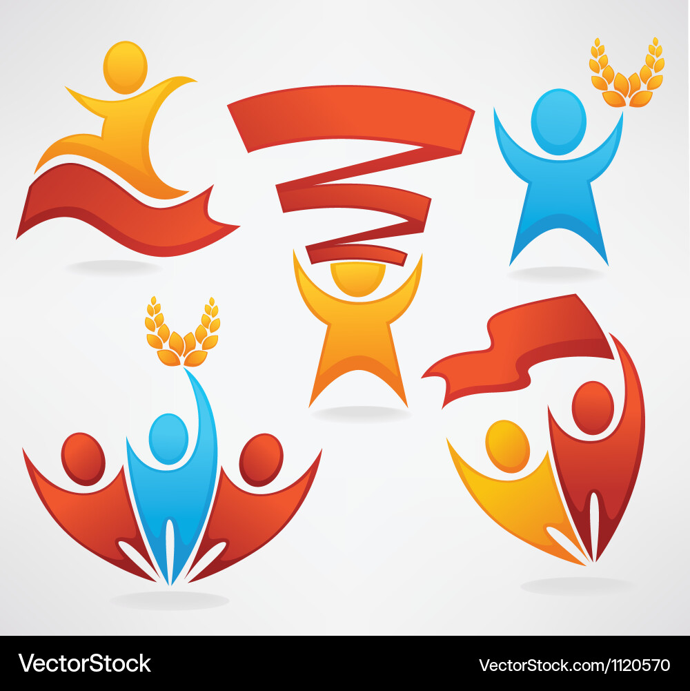 People and flags victory leadership Royalty Free Vector