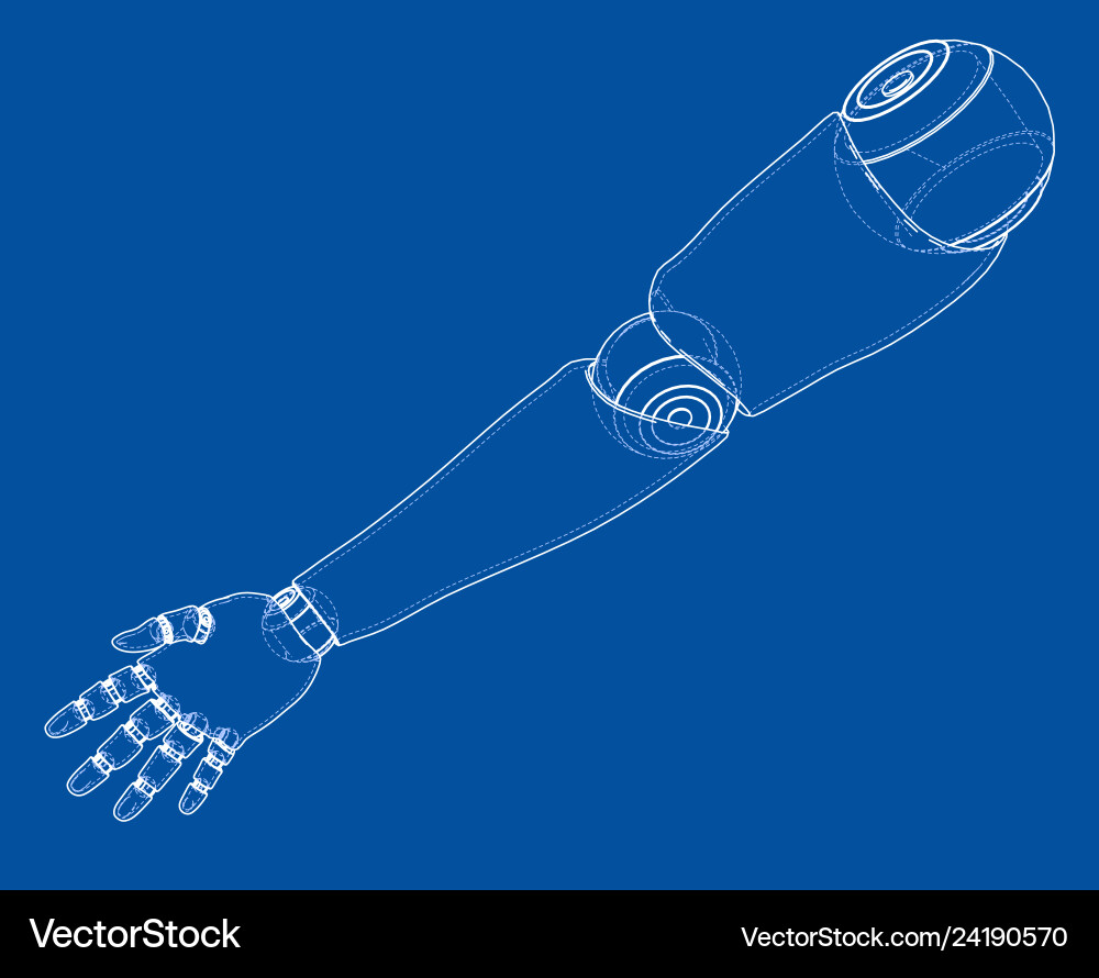 Robot hand outline rendering of 3d Royalty Free Vector Image