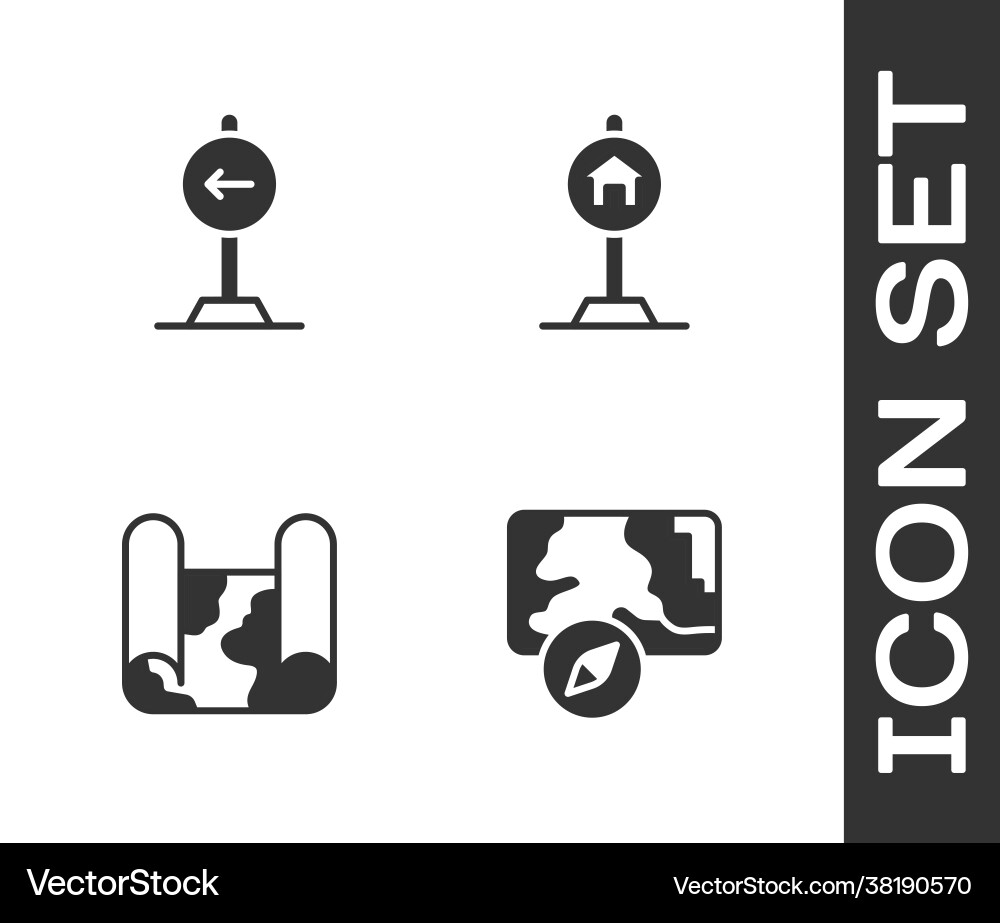 Set city map navigation traffic sign turn left Vector Image