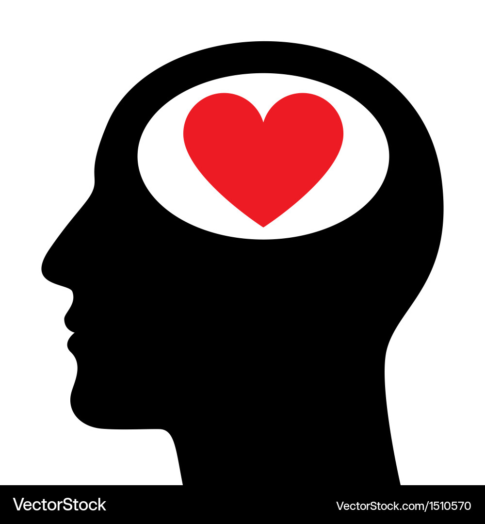 Silhouette head with heart symbol Royalty Free Vector Image
