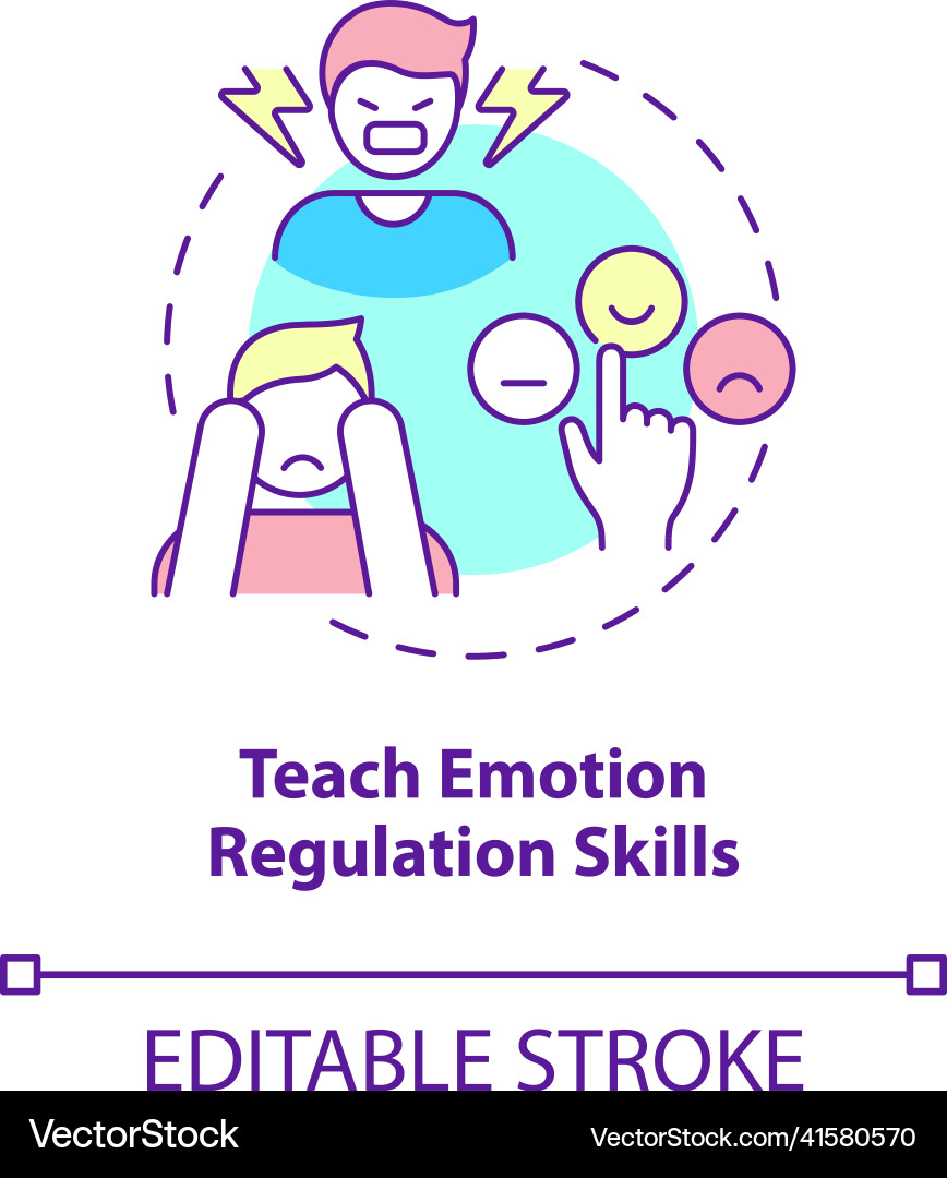 Teaching emotion regulation skills concept icon Vector Image
