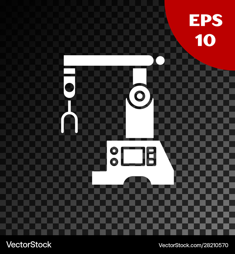 White assembly line icon isolated on transparent Vector Image