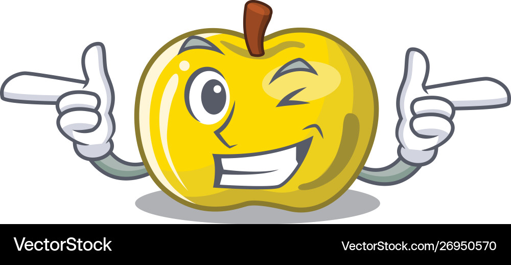 Wink yellow apple in character shape Royalty Free Vector