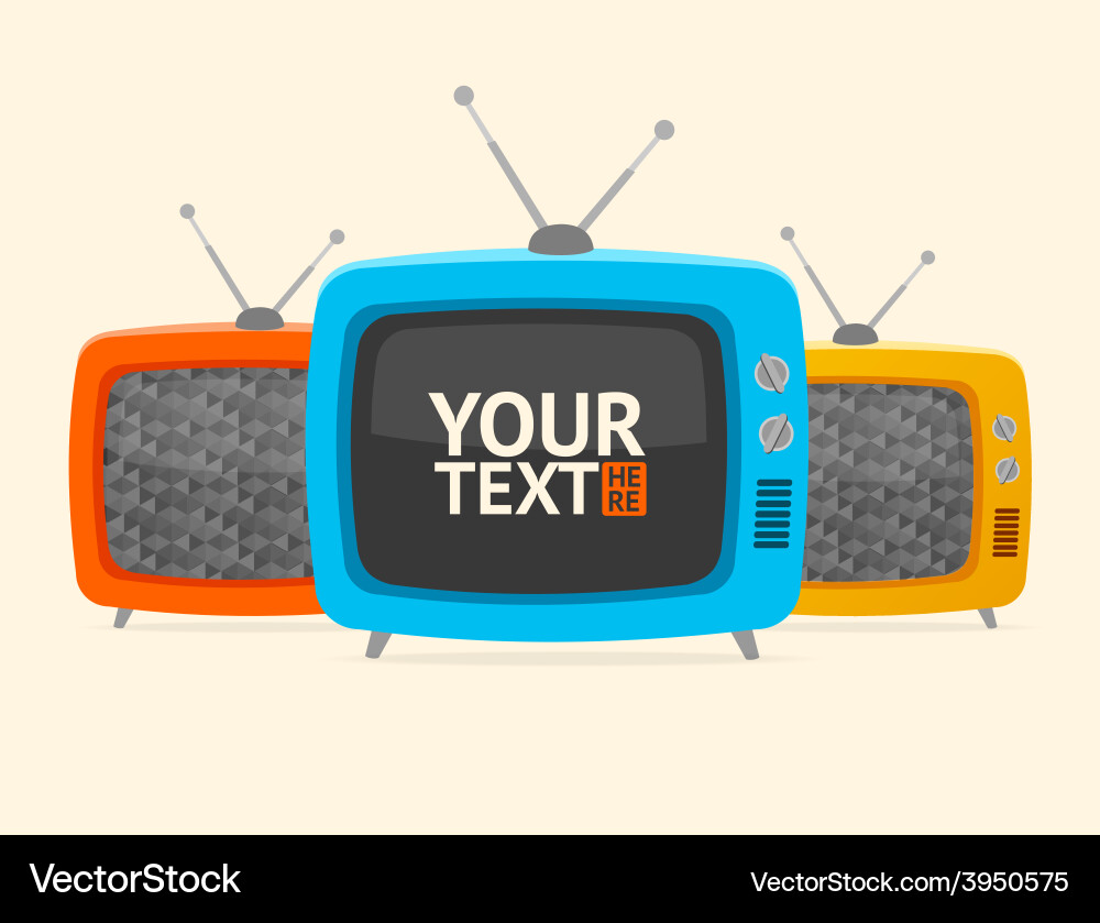 Banner retro tv flat design Royalty Free Vector Image