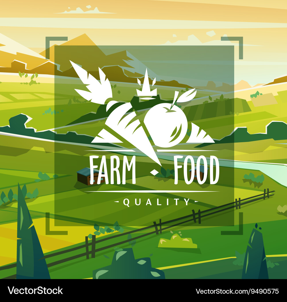 Farm food typography design on background Vector Image