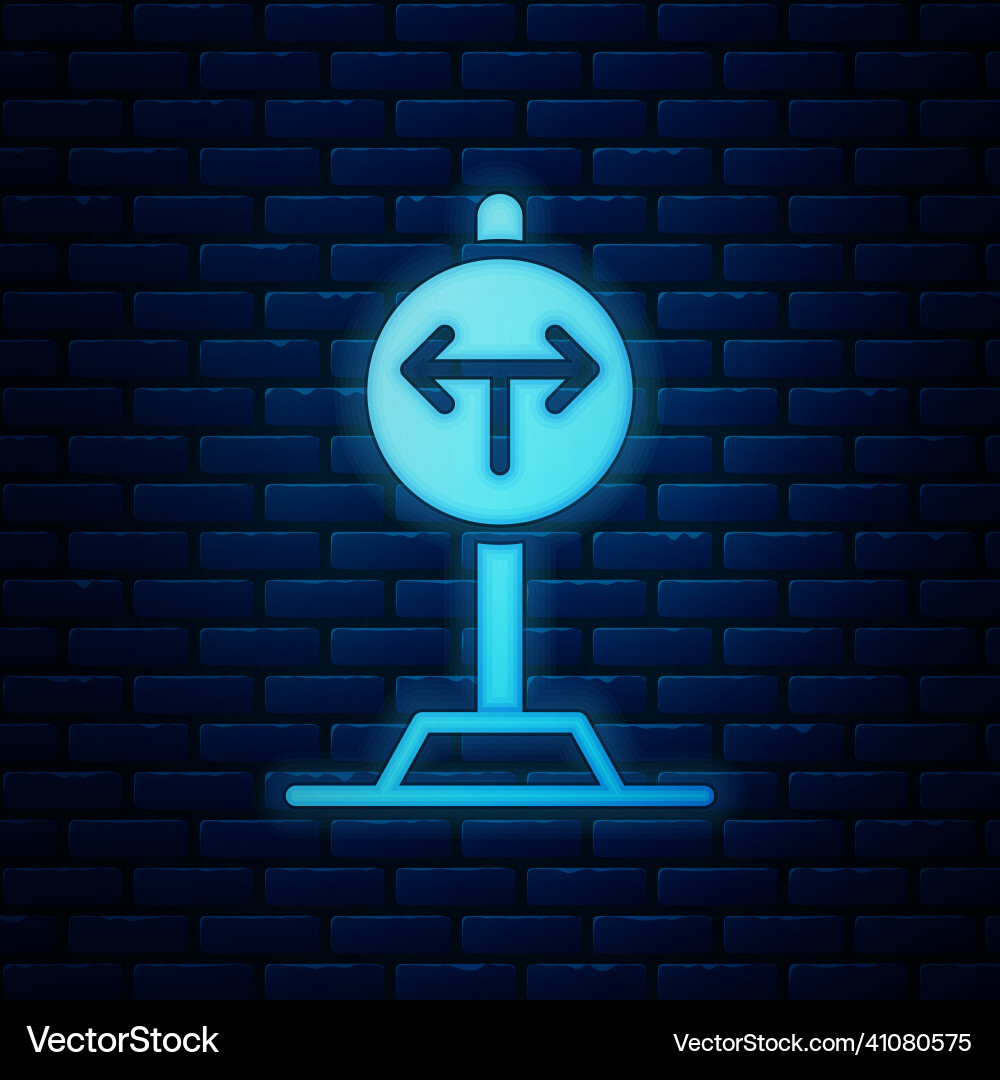 Glowing neon fork in the road icon isolated Vector Image