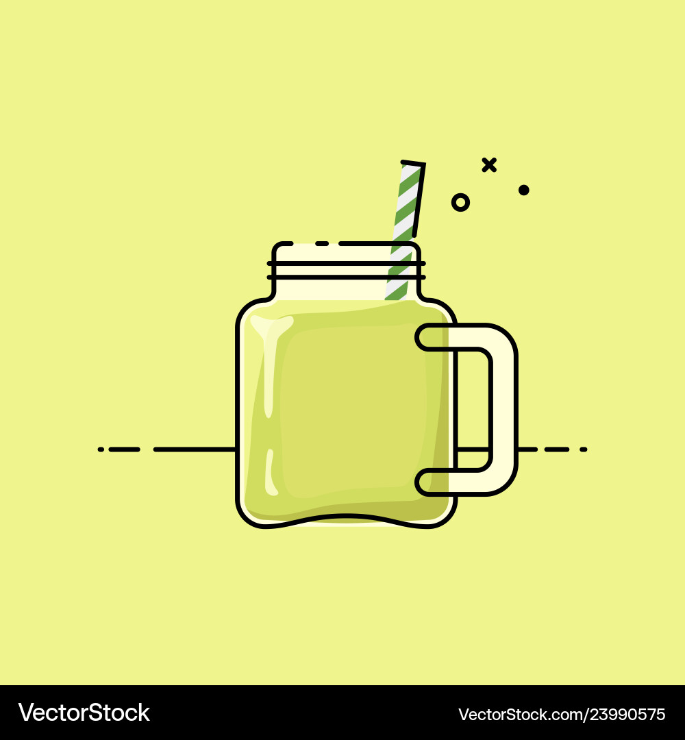 Green smoothie in vintage mug Royalty Free Vector Image