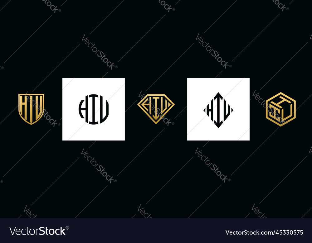 Initial Letters Hiu Logo Designs Bundle Royalty Free Vector