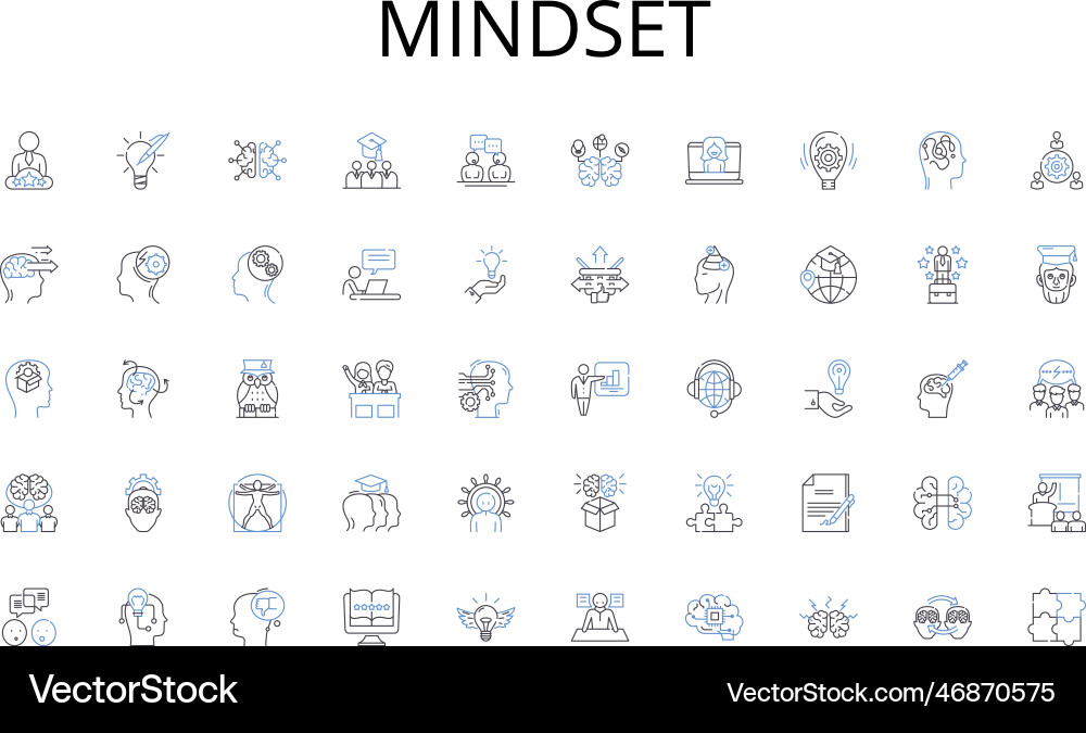 Mindset line icons collection empowerment Vector Image