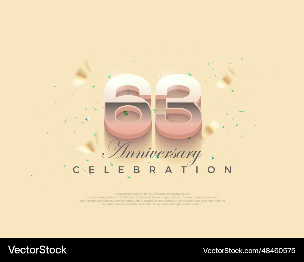 Modern number for 63rd anniversary celebration Vector Image