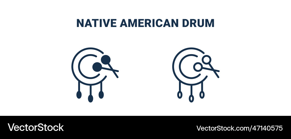Native american drum icon outline and filled Vector Image