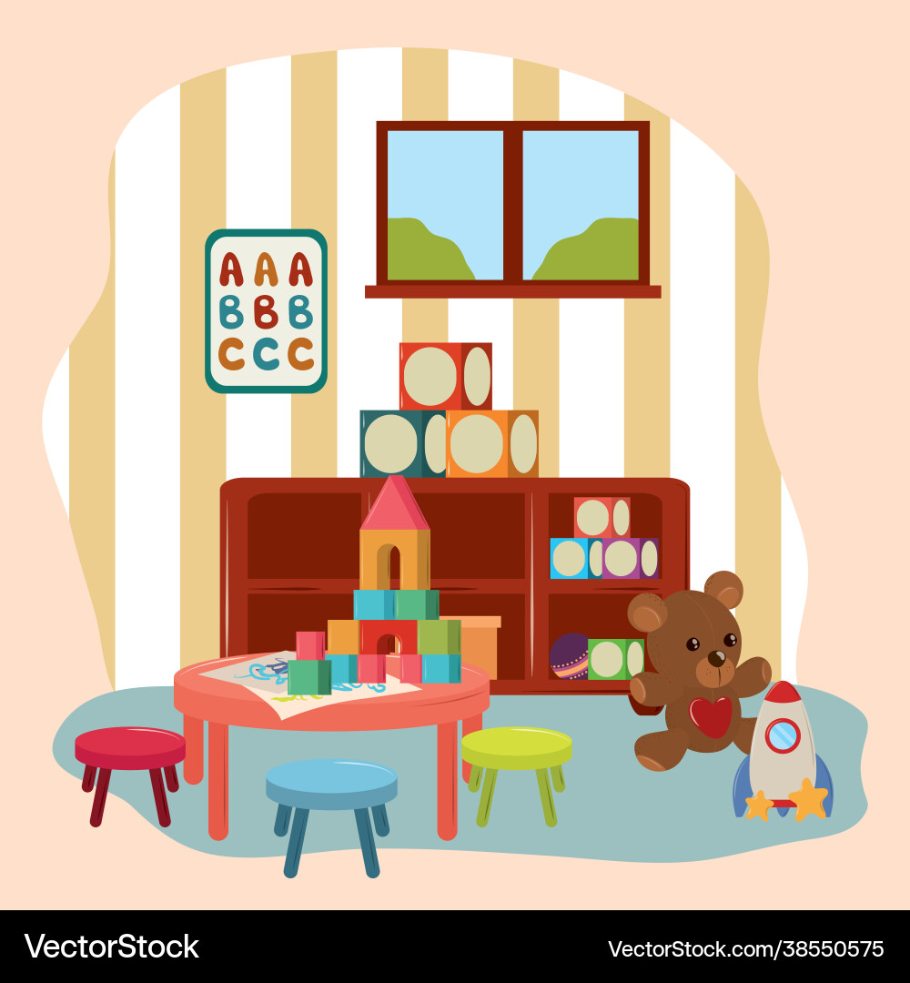 Play room with toys Royalty Free Vector Image - VectorStock