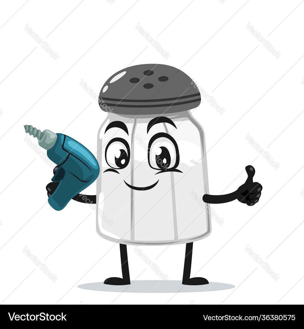 Salt shaker mascot or character Royalty Free Vector Image