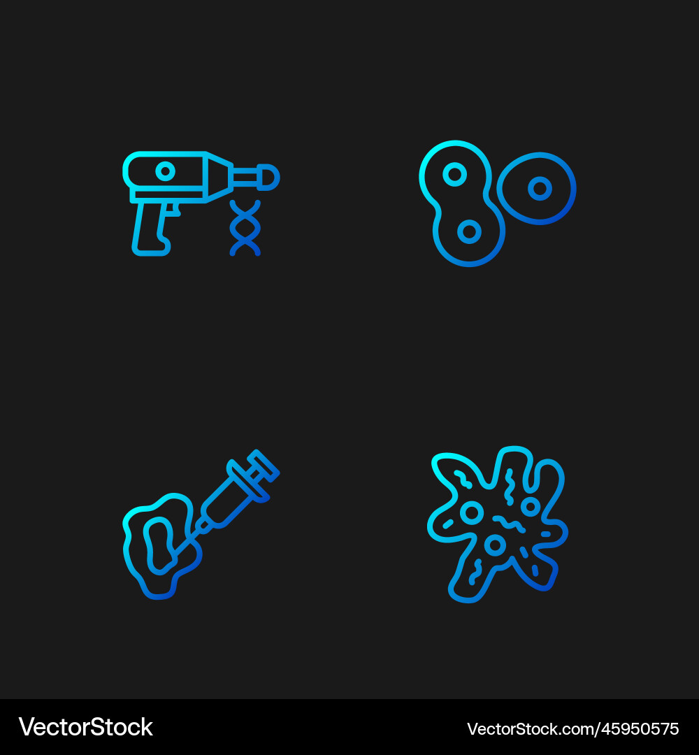 Set line cell syringe transfer liquid gun Vector Image