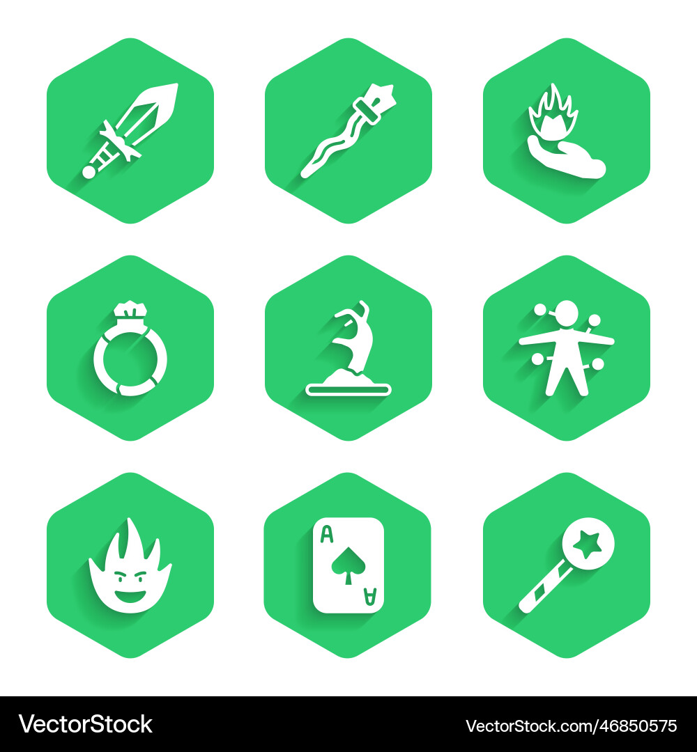 Set zombie hand playing cards magic wand voodoo Vector Image