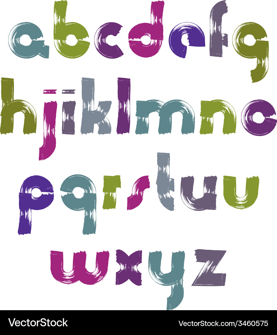 Shiny hand-painted small letters isolated on white