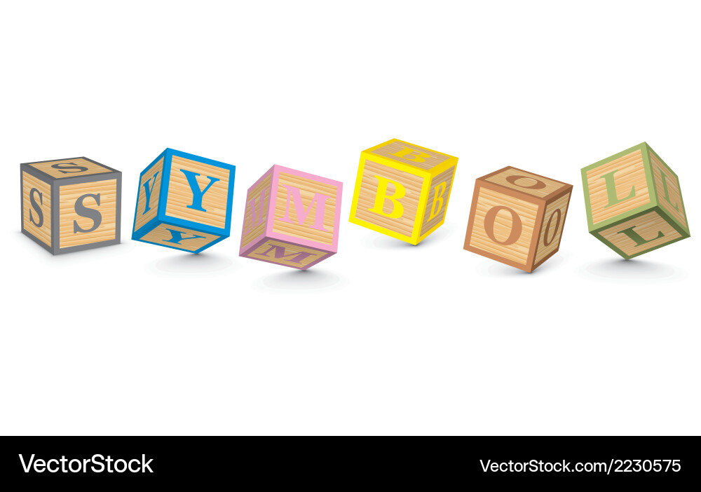 Word symbol written with alphabet blocks Vector Image