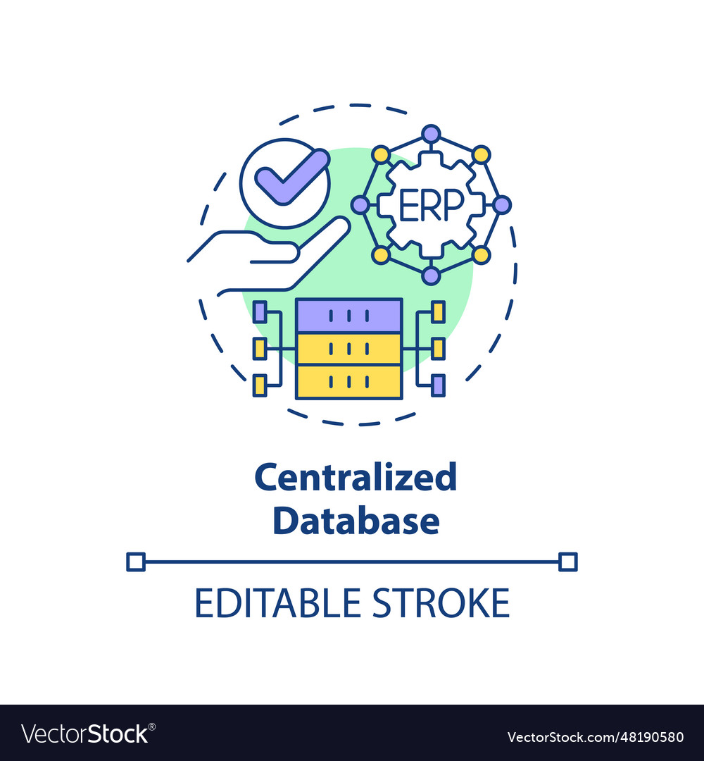 2d Customizable Centralized Database Line Icon Vector Image 9971