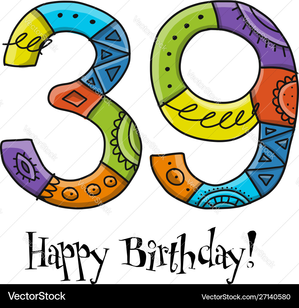 39th anniversary celebration greeting card Vector Image