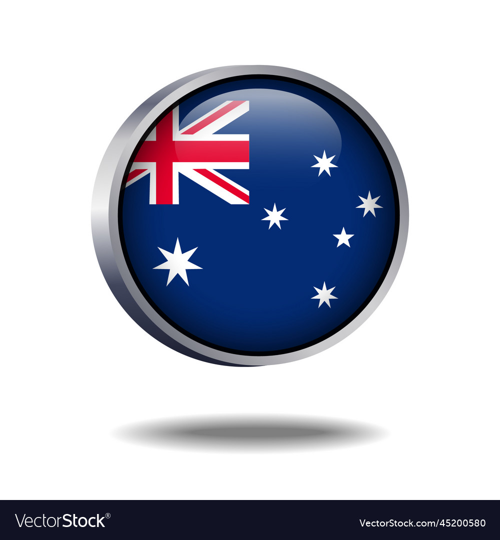 Australia flag button Royalty Free Vector Image