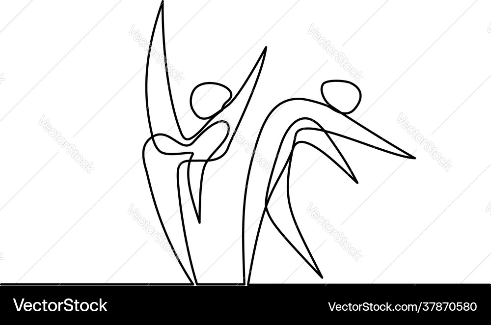 Ballet dancers in motion one line drawing Vector Image
