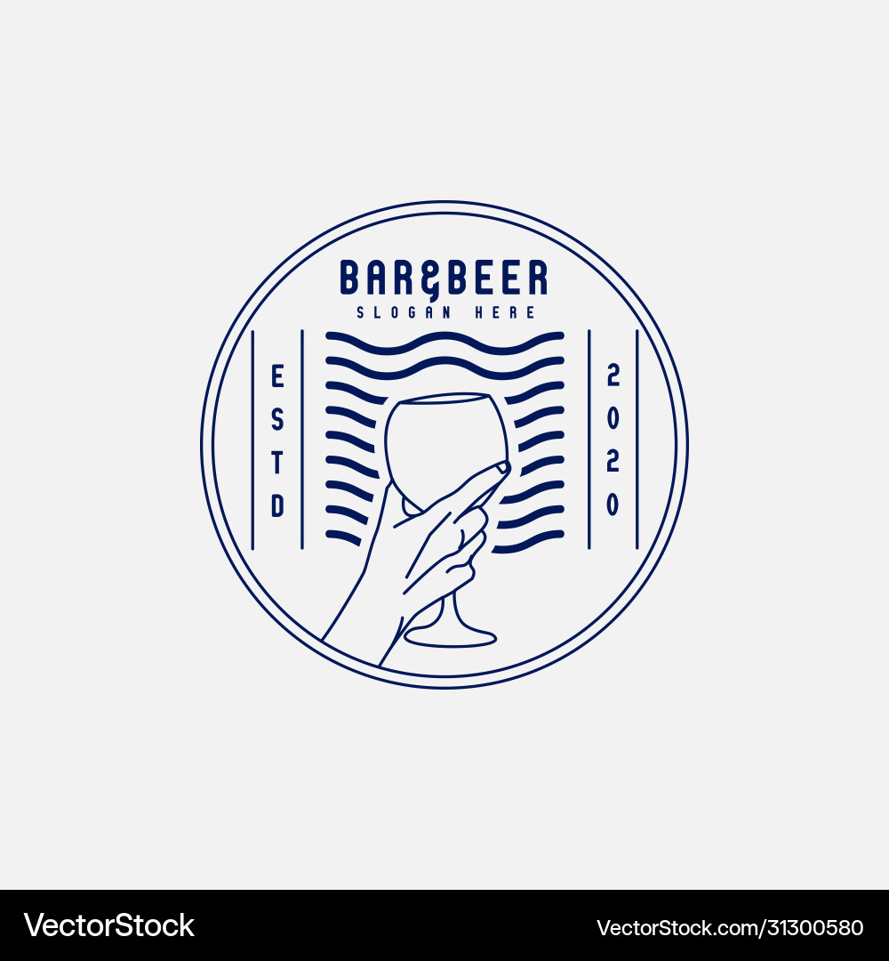 Bar and beer line art logo design template Vector Image