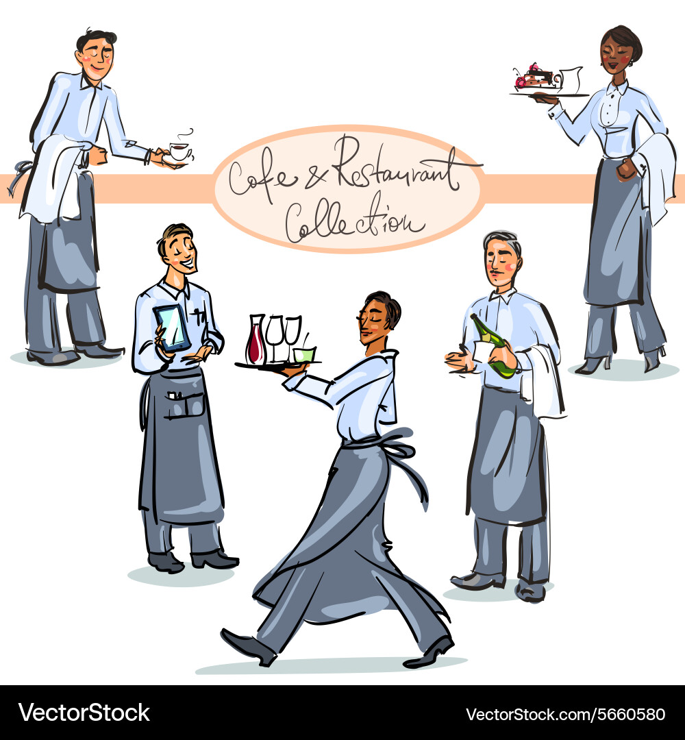 Cafe and restaurant collection - hand drawn scenes