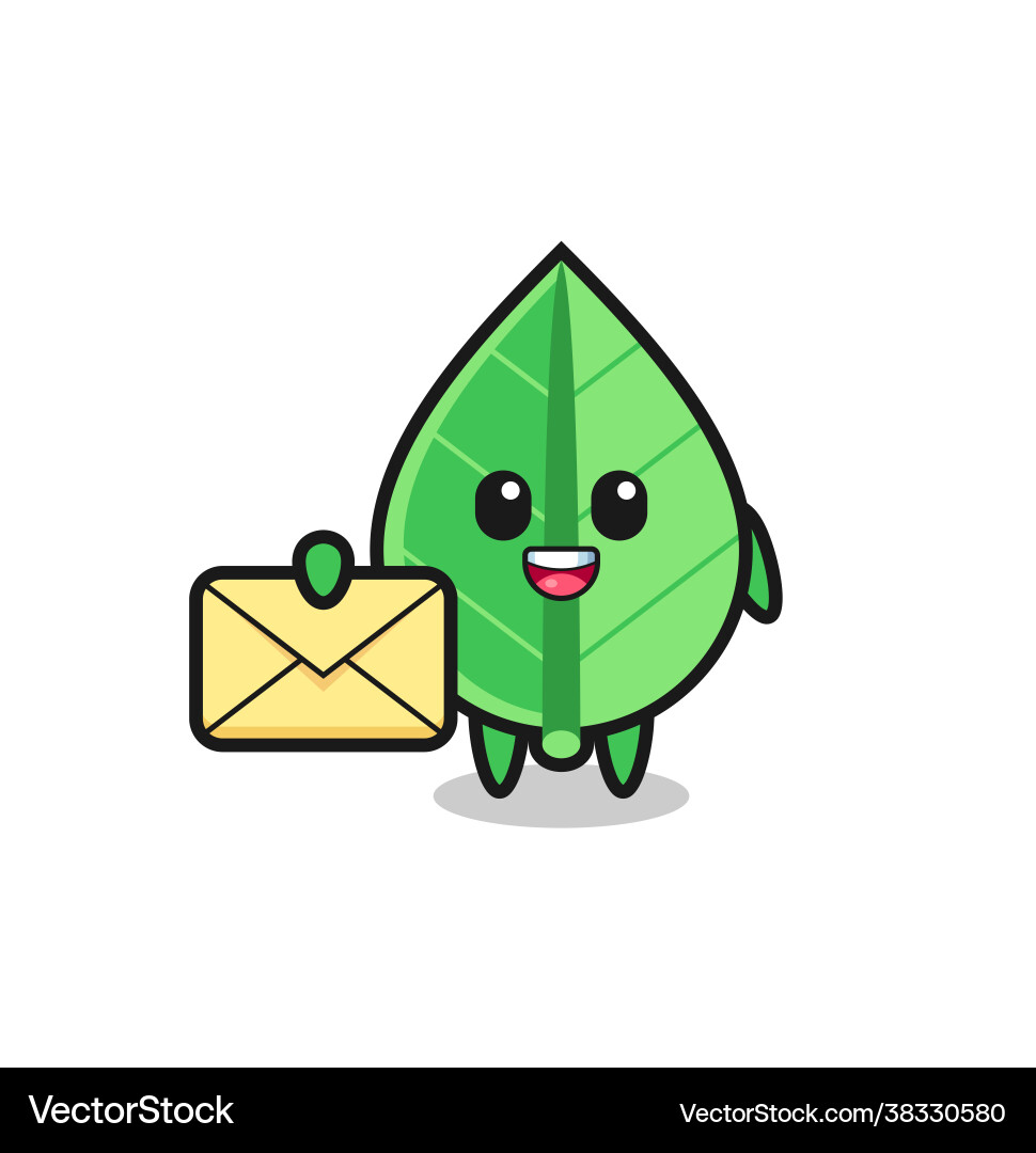 Cartoon leaf holding a yellow letter Royalty Free Vector