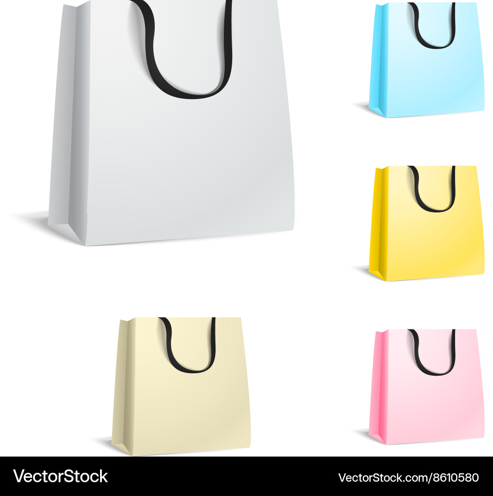 Different paper shopping bags isolated on white Vector Image