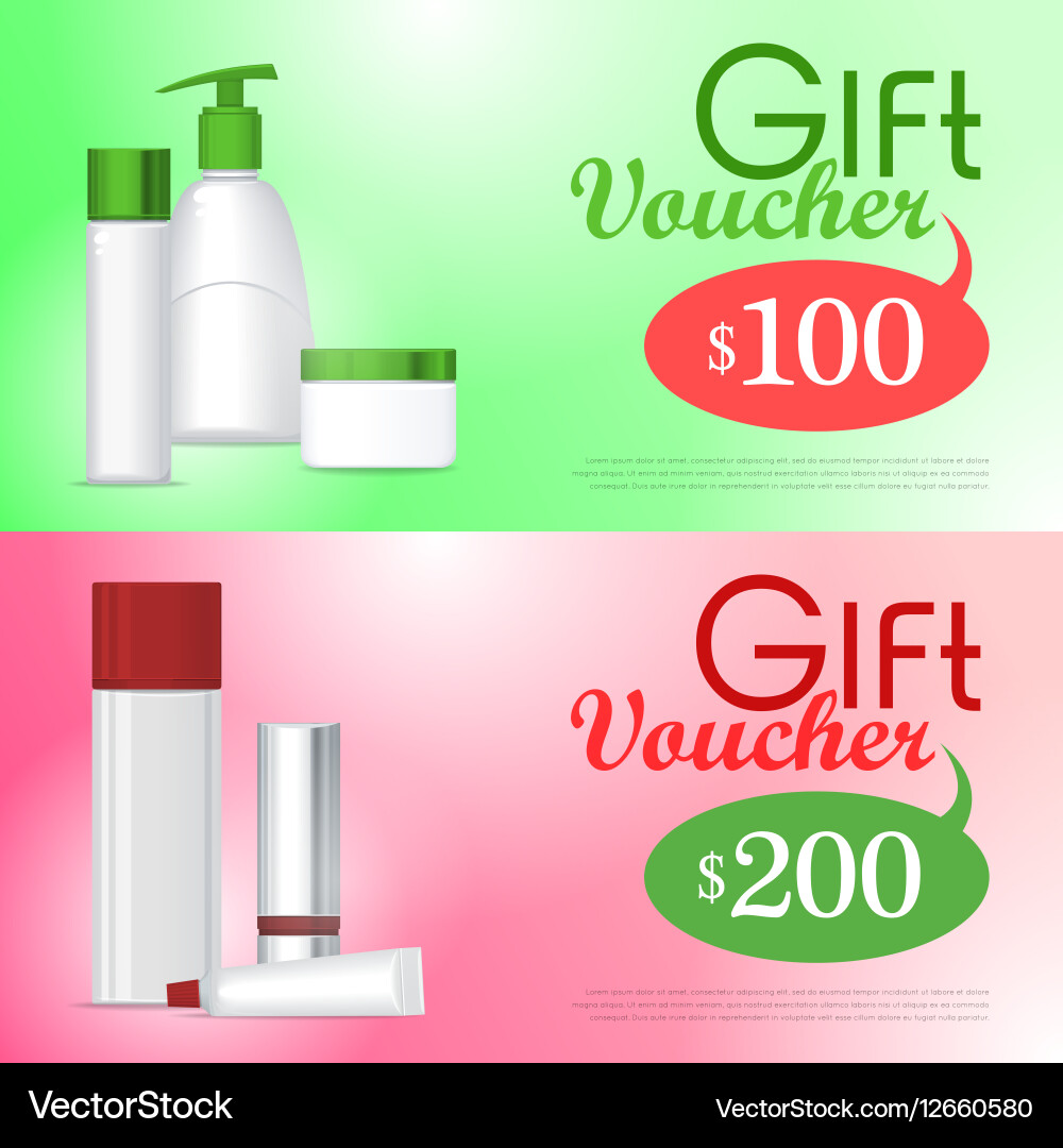 Gift Voucher Cosmetic Template Certificate Coupon Vector Image