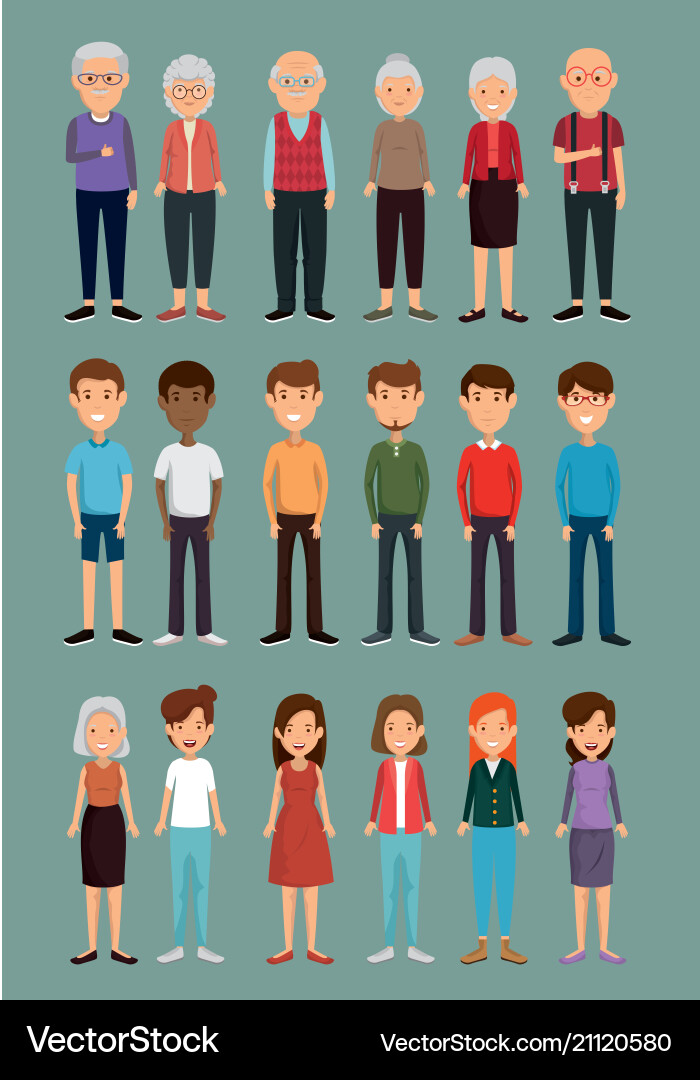 Group of friends characters Royalty Free Vector Image