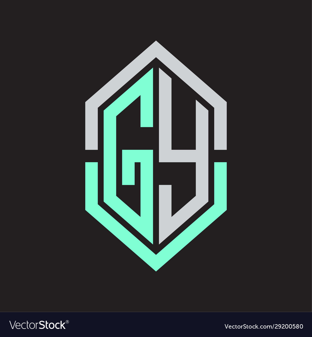 Gy logo monogram with hexagon shape and outline Vector Image