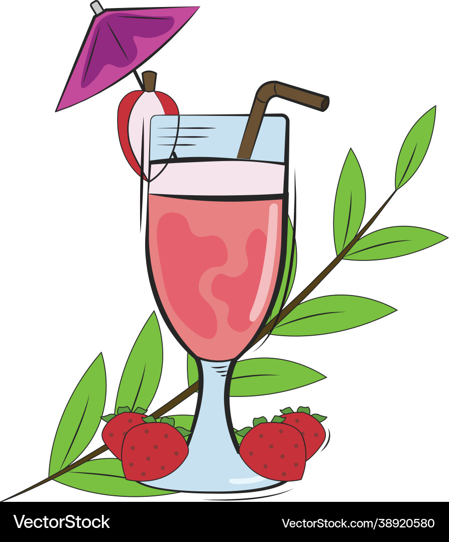 Isolated tropical cocktail with strawberries Vector Image