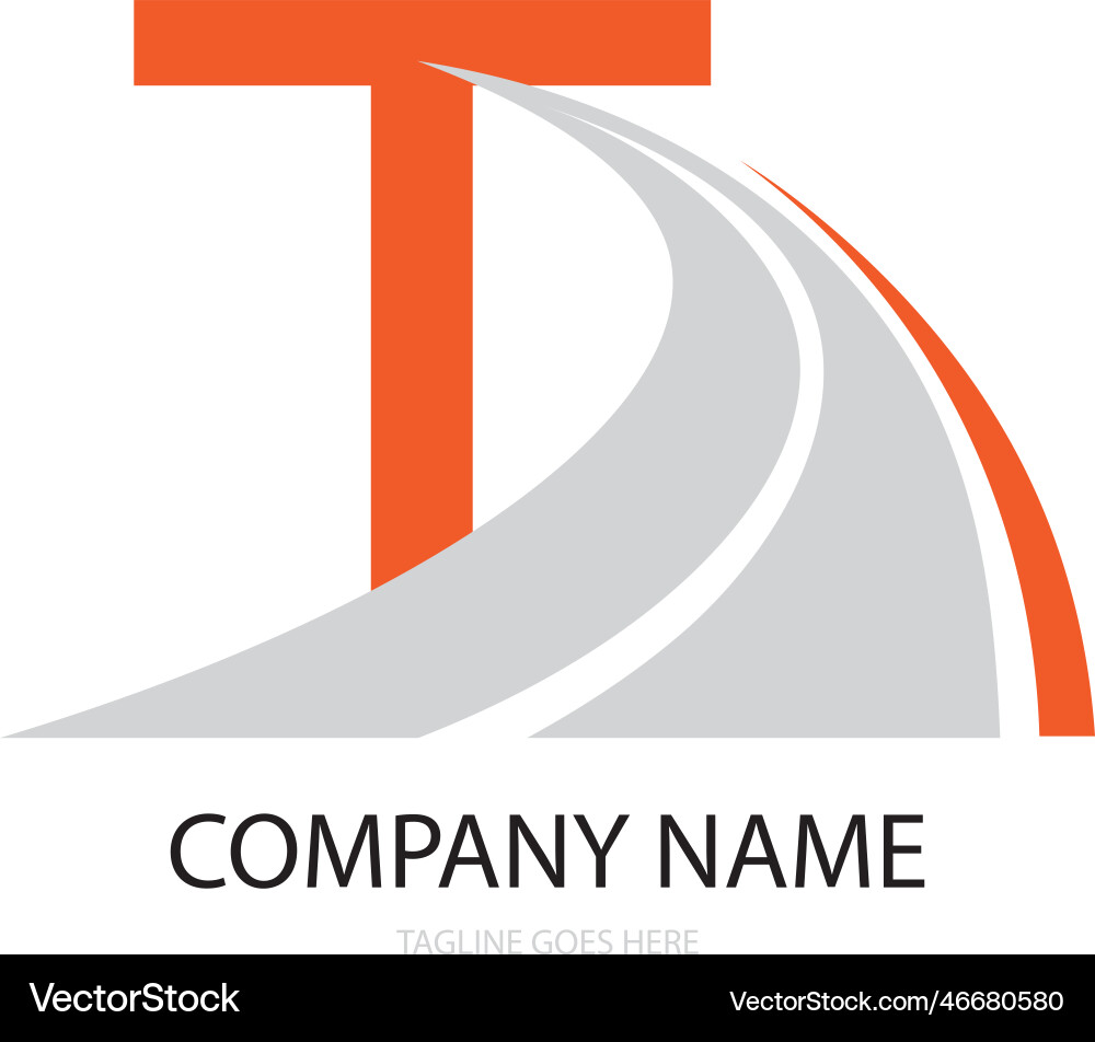 Letter t road way logo Royalty Free Vector Image