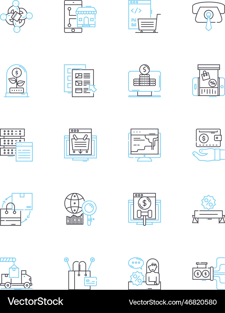 Retail items linear icons set apparel shoes Vector Image
