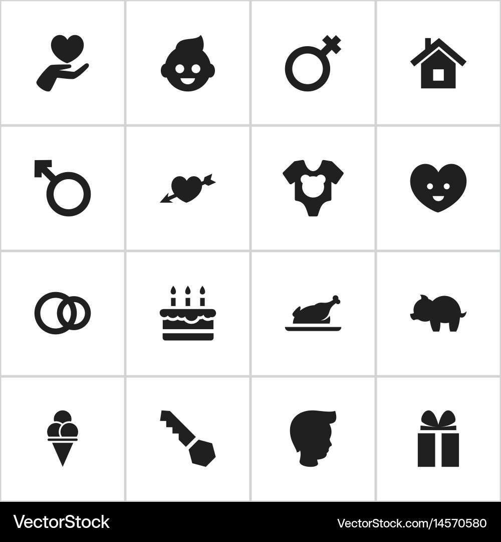 Set of 16 editable relatives icons includes Vector Image