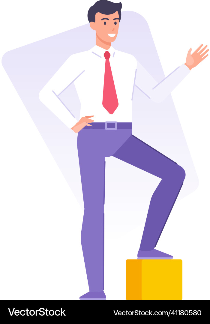 Successful business man in red tie standing Vector Image