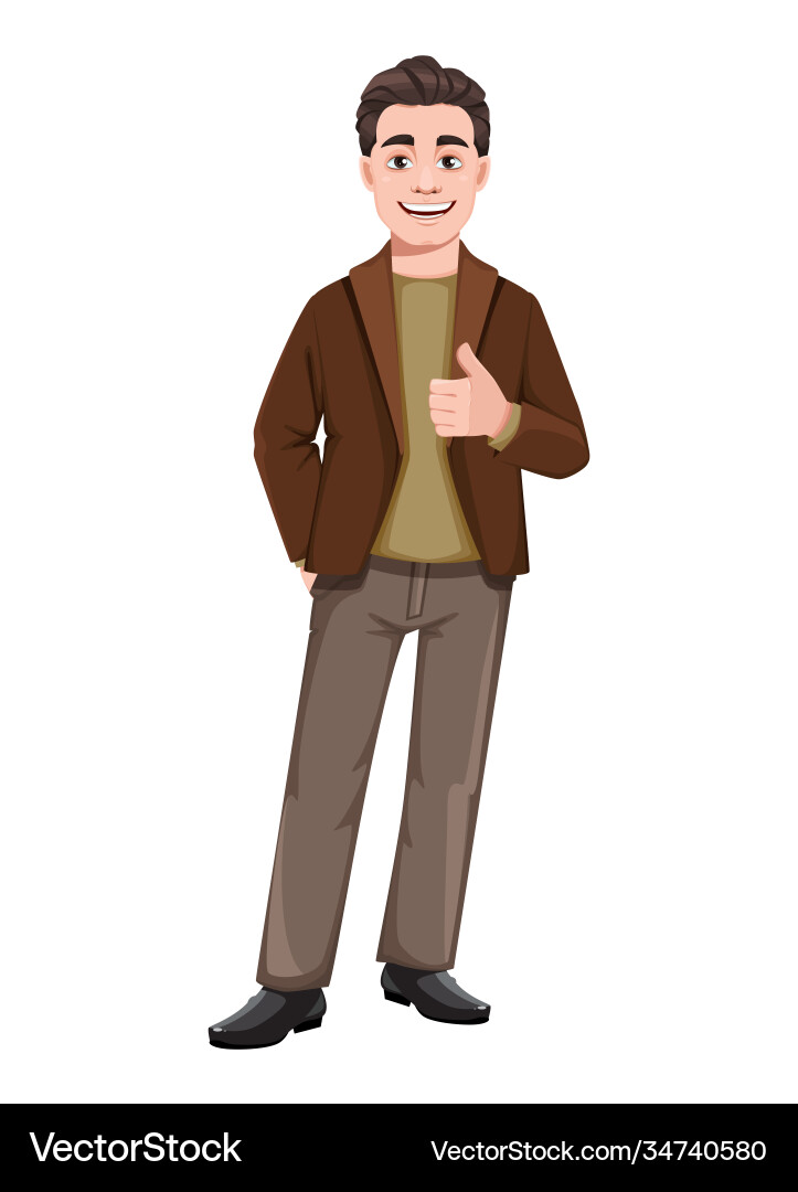 Young handsome business man in flat style Vector Image