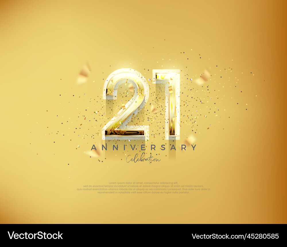 21st anniversary number luxury gold background Vector Image