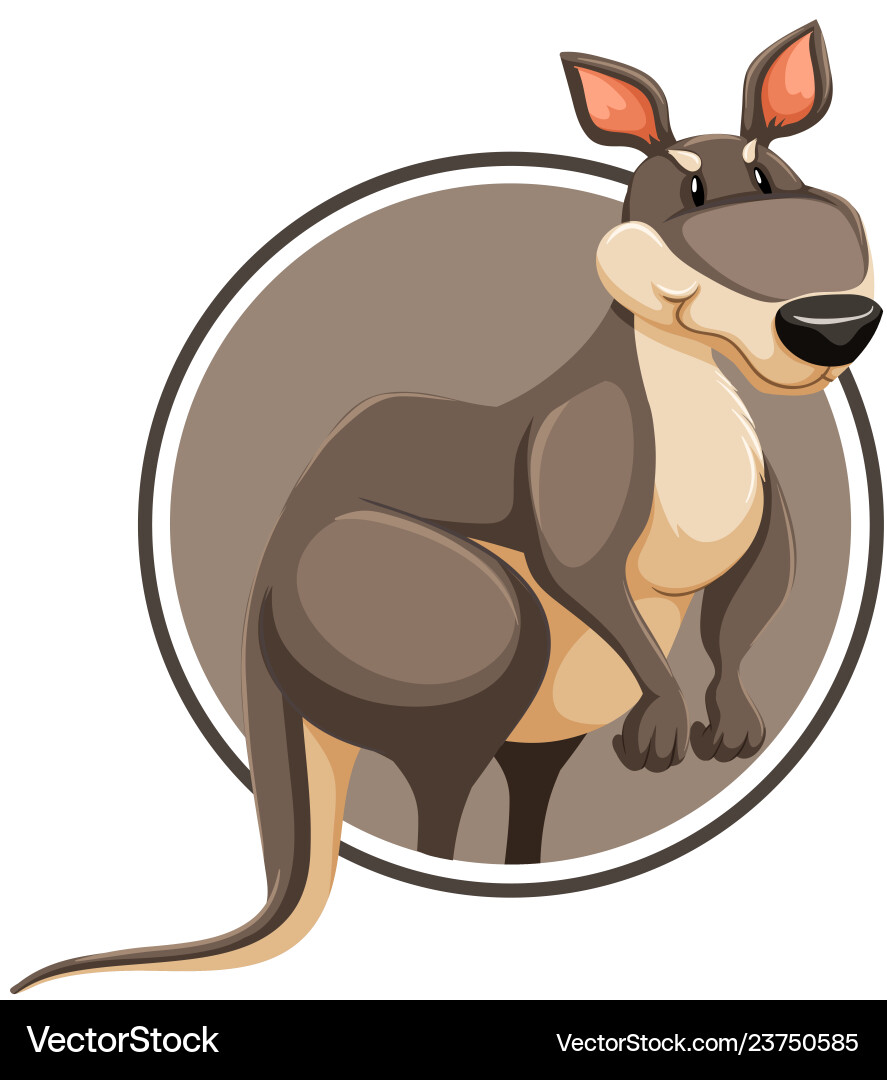 A kangaroo on circle template Royalty Free Vector Image